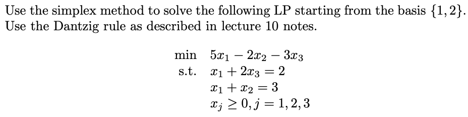 Solved Use the simplex method to solve the following LP | Chegg.com