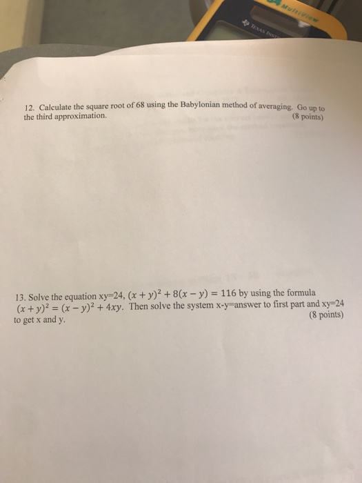 Solved Calculate the squareroot of 68 using the Babylonian | Chegg.com