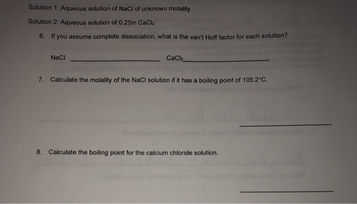 Solved Solution 1: Aqueous solution of NaCI of unknown | Chegg.com