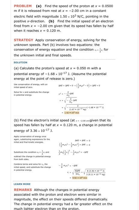 Solved PROBLEM (a) Find the speed of the proton at x = | Chegg.com