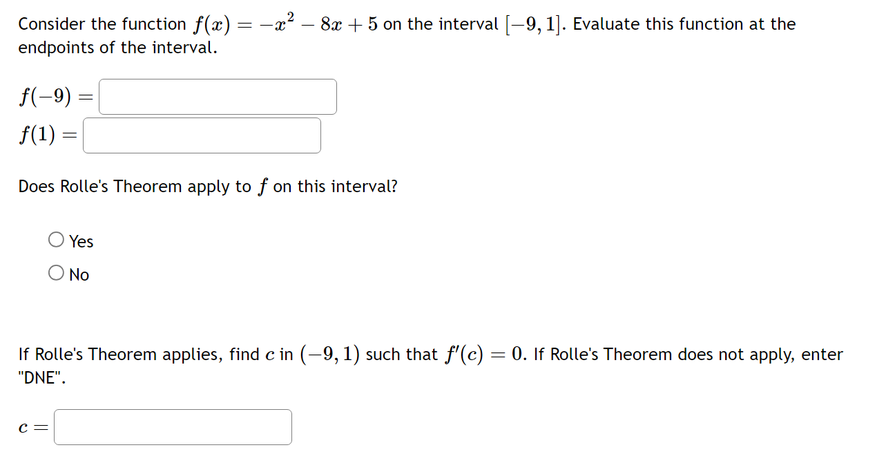 Solved Consider the function f(x)=−x2−8x+5 on the interval | Chegg.com