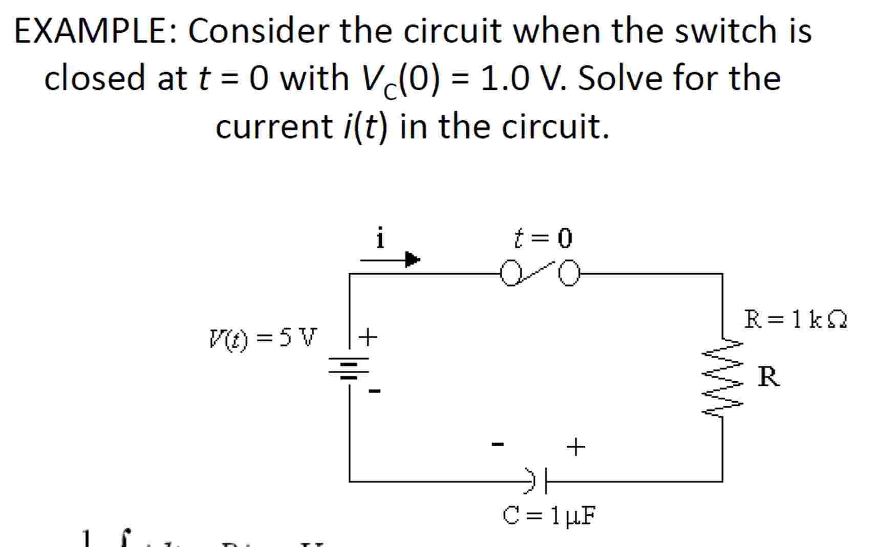 Solved EXAMPLE: Consider the circuit when the switch | Chegg.com