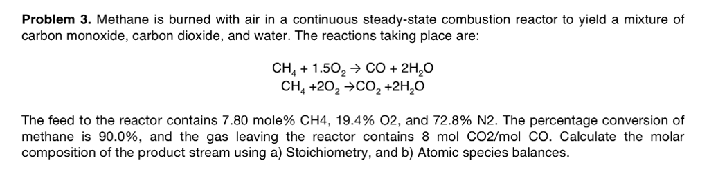 Solved Problem 3. Methane is burned with air in a continuous | Chegg.com