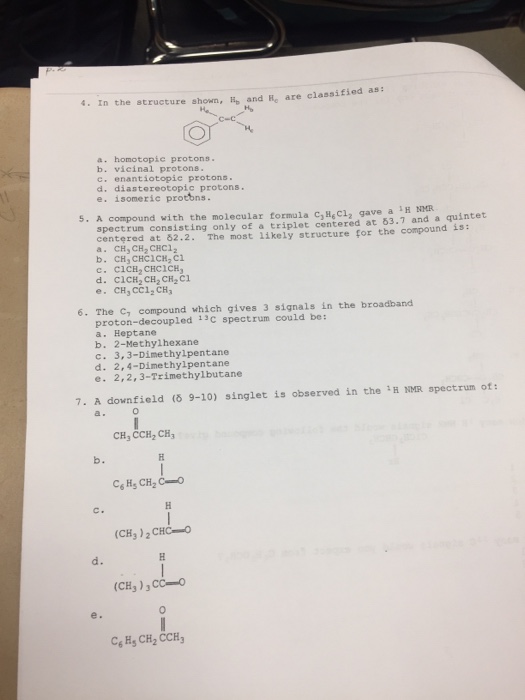 Solved In the structure shown, H_b and H_c are classified | Chegg.com
