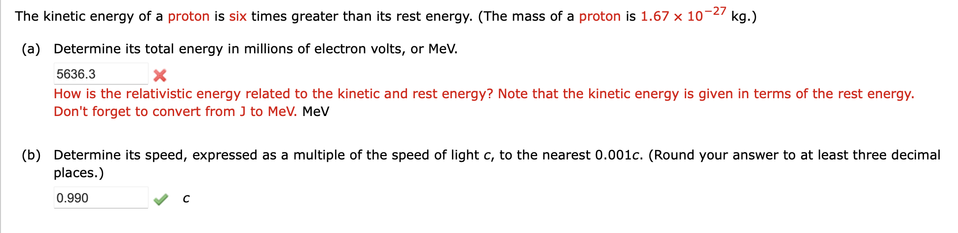 Solved The kinetic energy of a proton is six times greater | Chegg.com