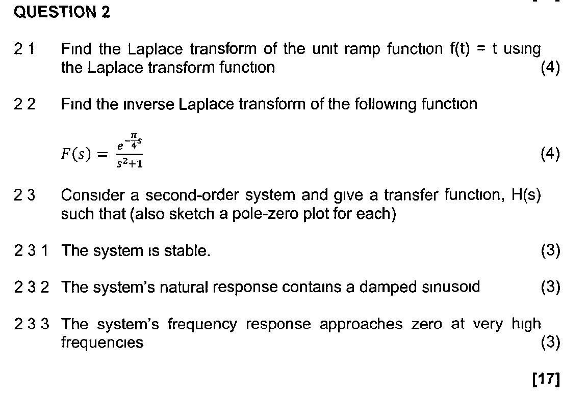 Solved 21 Find the Laplace transform of the unit ramp | Chegg.com