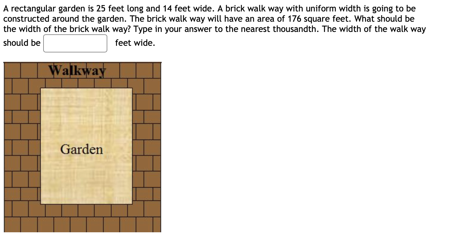 Solved A rectangular garden is 25 feet long and 14 feet | Chegg.com