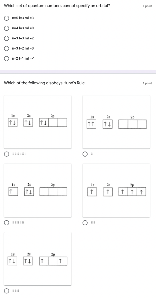 Solved Which set of quantum numbers cannot specify an | Chegg.com