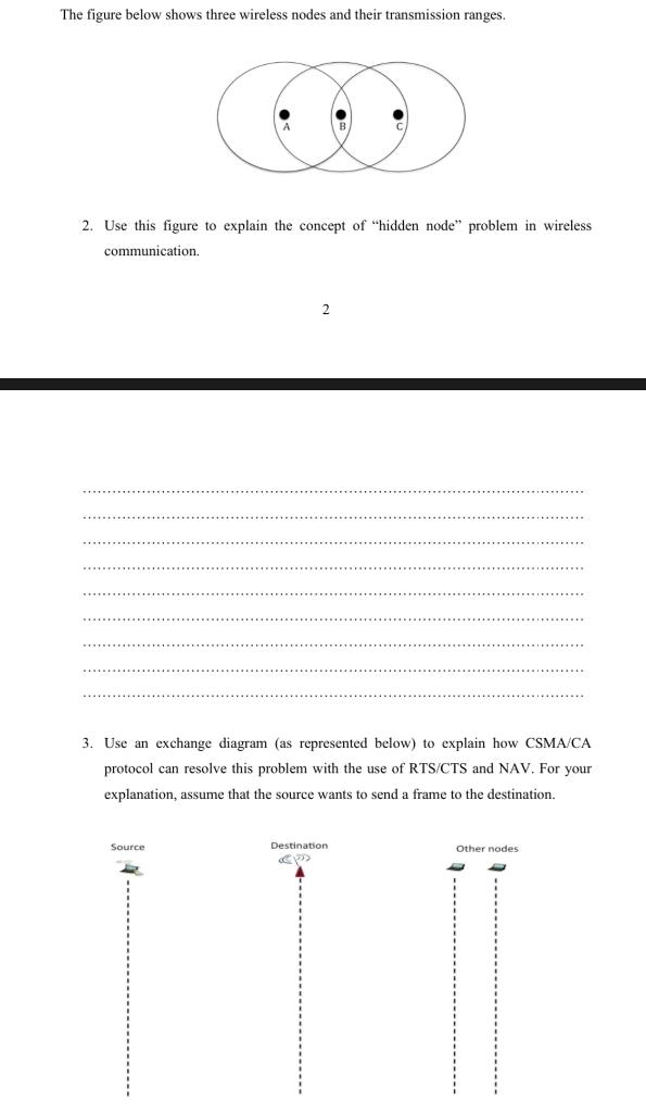 Solved The figure below shows three wireless nodes and their | Chegg.com