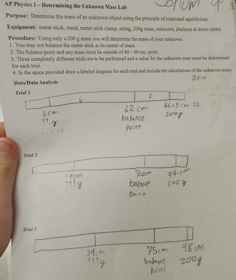 Solved find the mass of unknown object using equilibrium. | Chegg.com