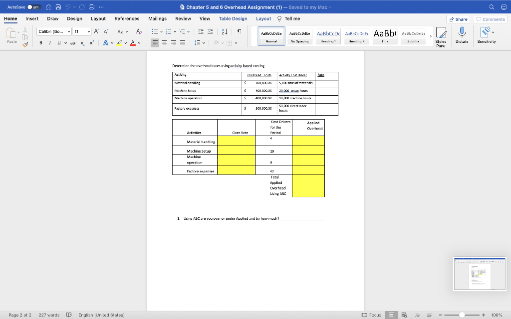 Solved AutoSave AFP AAGO... Chapter 5 and 6 Overhead | Chegg.com