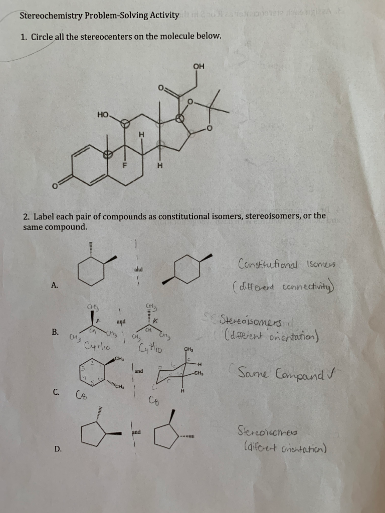 Solved Stereochemistry Problem Solving Activity to protetto | Chegg.com