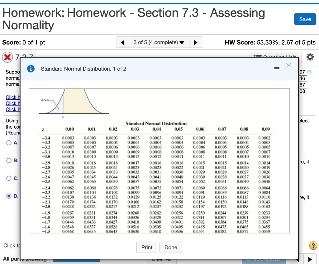 Solved Homework: Homework - Section 7.3 - Assessing | Chegg.com
