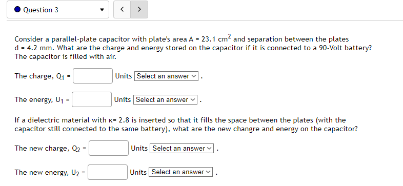 Solved Question 3 Consider a parallel-plate capacitor with | Chegg.com