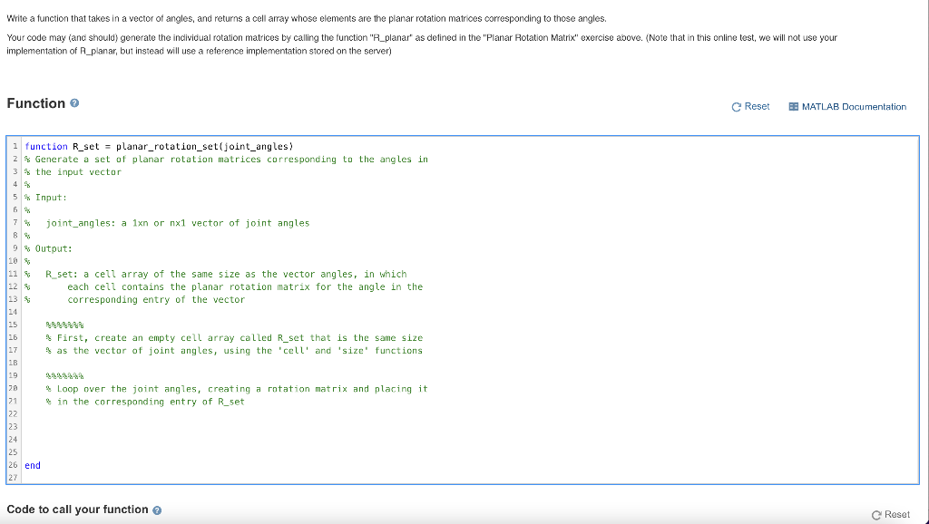 Solved Write a function that takes in a vector of angles, | Chegg.com