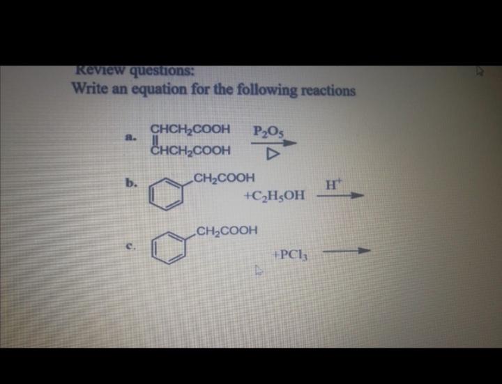 Solved Review questions: Write an equation for the following | Chegg.com
