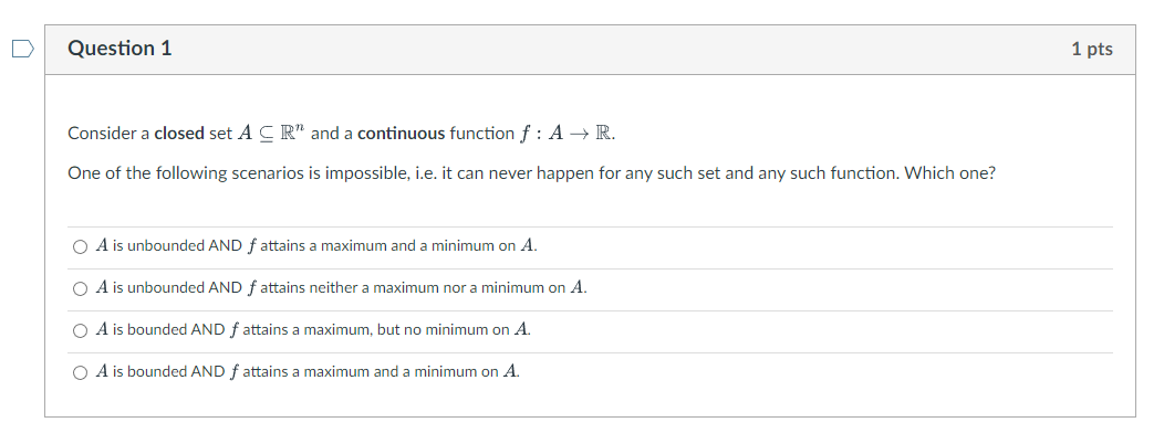 Solved Consider a closed set A⊆Rn and a continuous function | Chegg.com