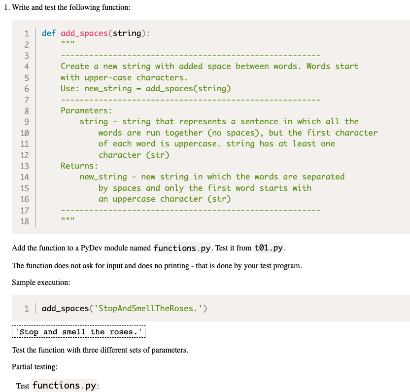 Solved 1. Write and test the following function: def | Chegg.com