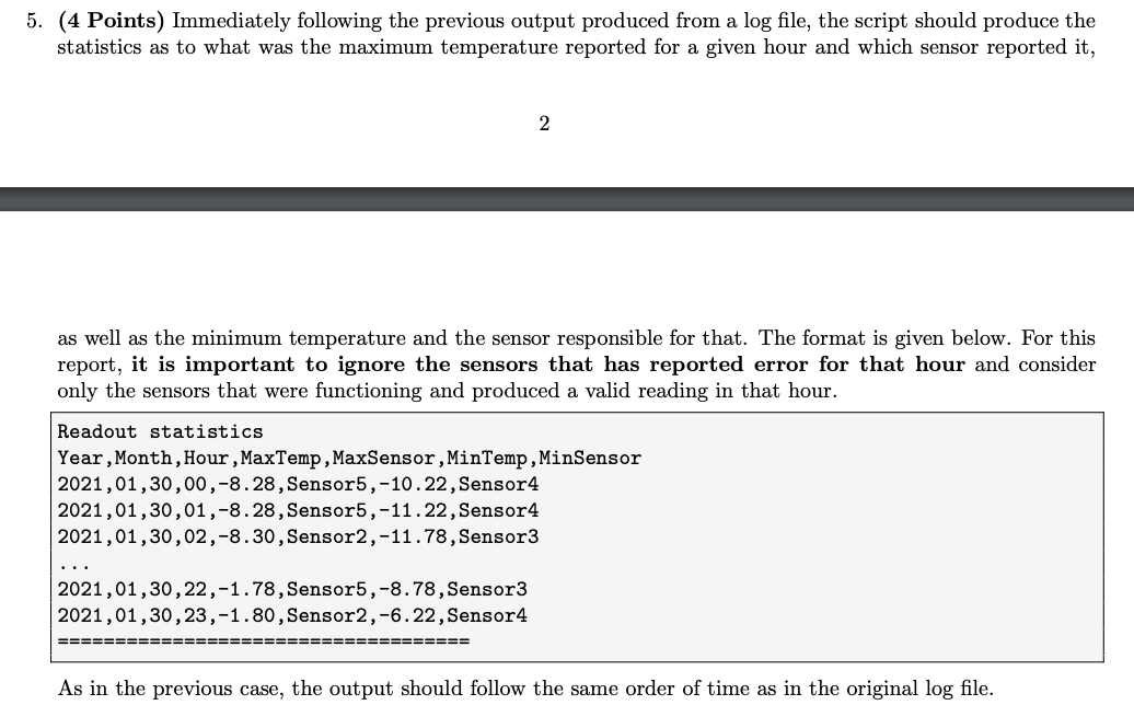 Ex. 1 — Parsing sensor logs for analysis (20 Points) | Chegg.com