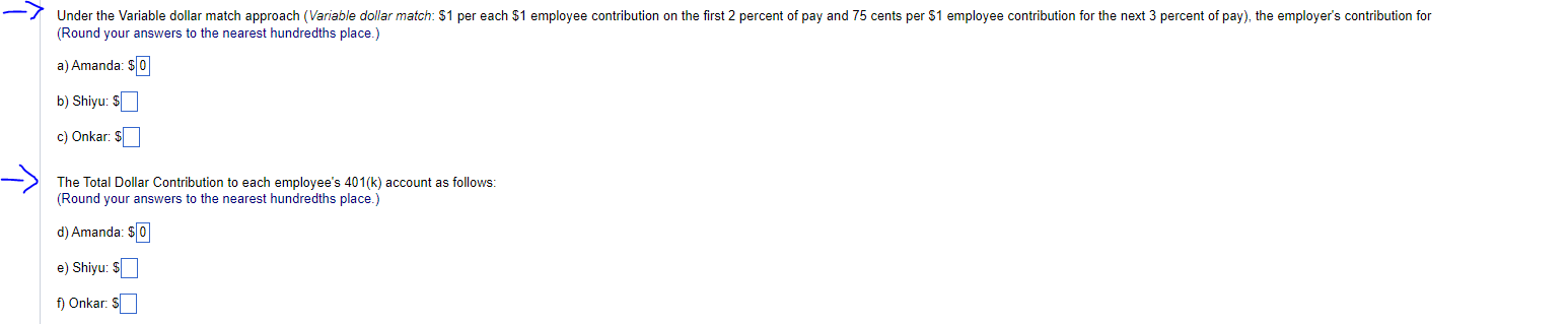 Calculating 401(k) Matching Contributions maximum | Chegg.com