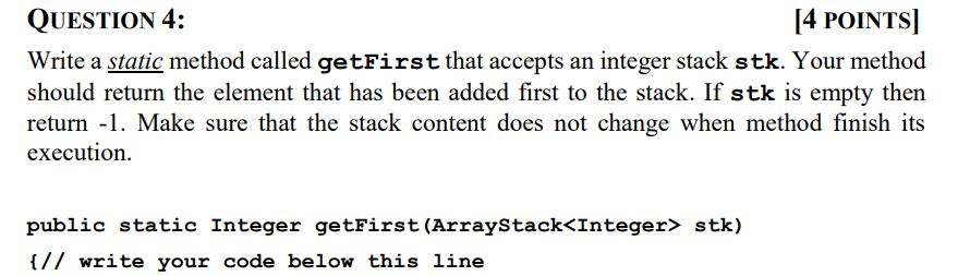 Solved QUESTION 4: [4 POINTS] Write a static method called | Chegg.com