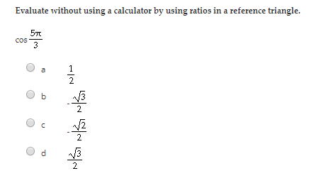 Solved Evaluate without using a calculator by using ratios | Chegg.com