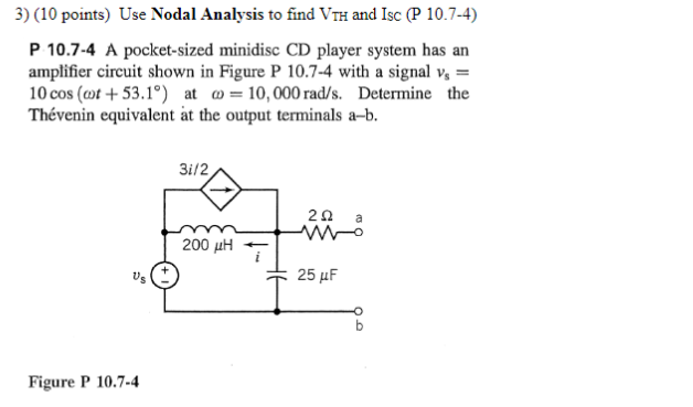 Solved 3) (10 points) Use Nodal Analysis to find VTH and ISC | Chegg.com