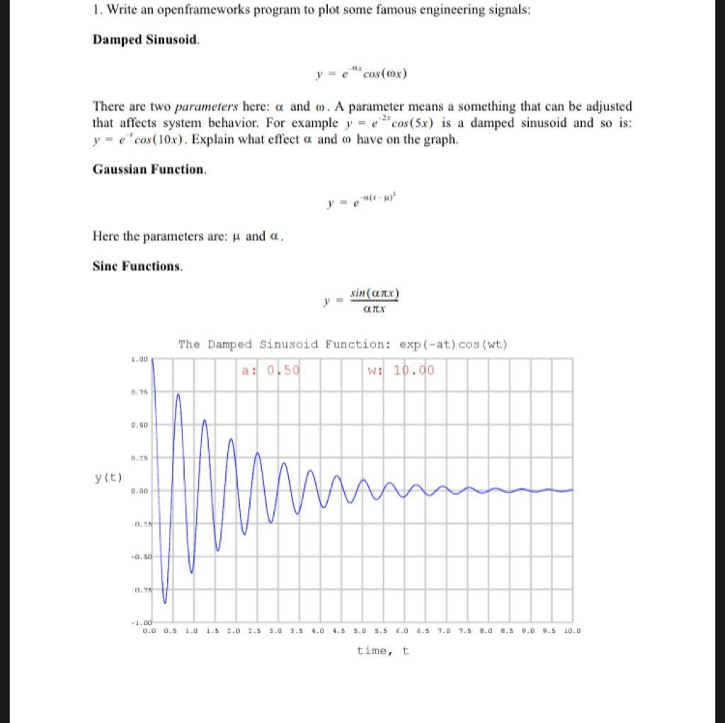 1. Write an open frameworks program to plot some | Chegg.com