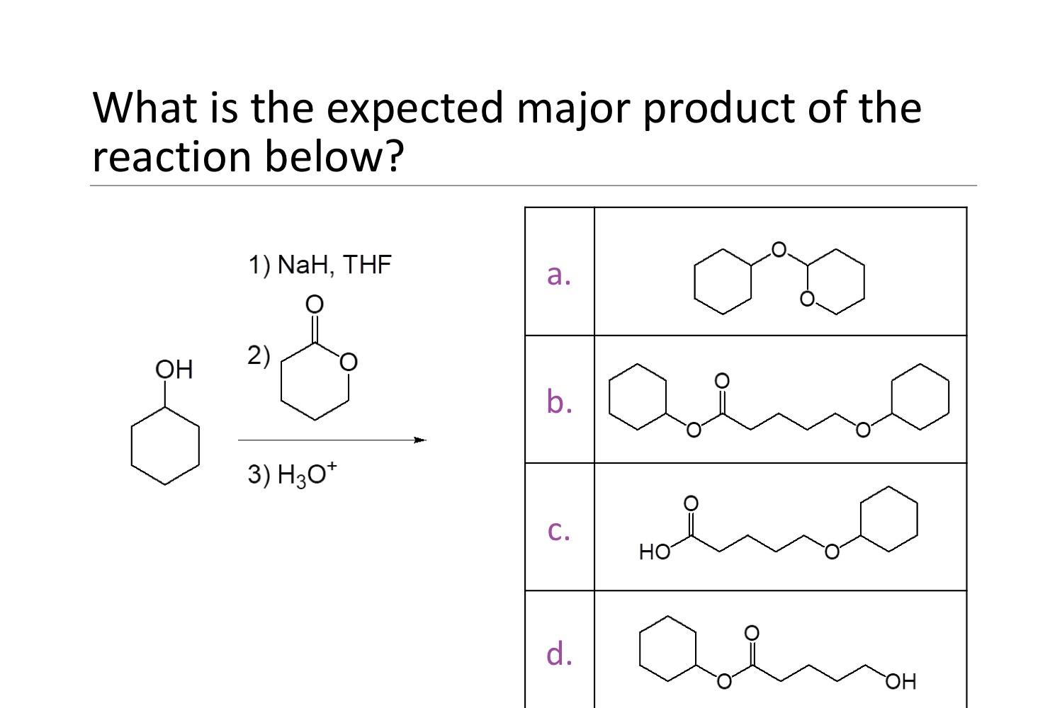 Solved What Is The Expected Major Product Of The Reaction