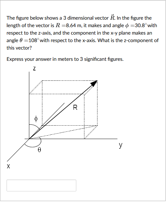 Solved The figure below shows a 3 dimensional vector Ř. In | Chegg.com