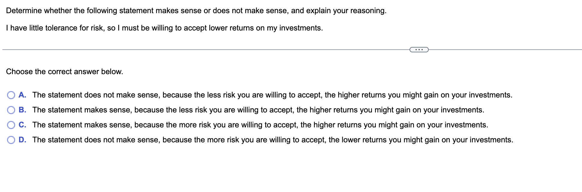 Solved Determine whether the following statement makes sense | Chegg.com