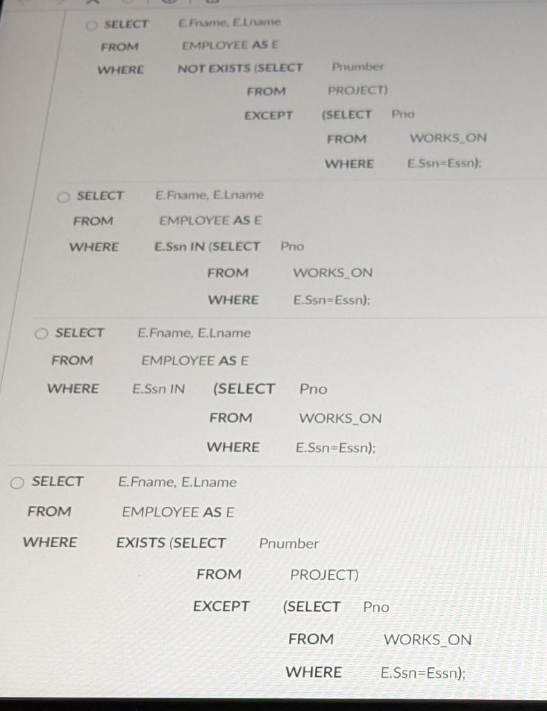 Solved For the COMPANY database shown below, specify the | Chegg.com