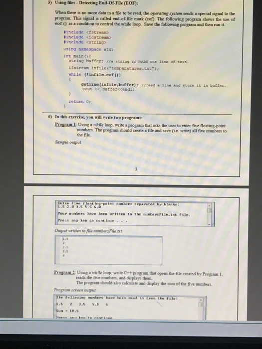 Solved 5) Using files-Detecting End-Of-File (EOF): When | Chegg.com
