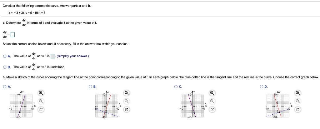 Solved Consider the following parametric curve. Answer parts | Chegg.com