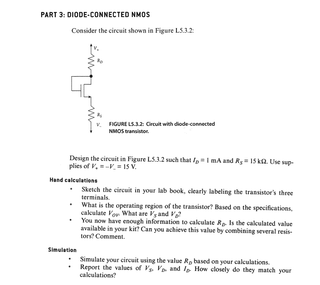 Solved LAB 5.3 NMOS at DC (See Section 5.3, p. 276 of | Chegg.com