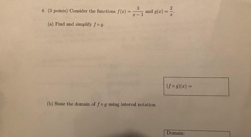 Solved 4. (3 points) Consider the functions f(x) - sla) ? 3 | Chegg.com