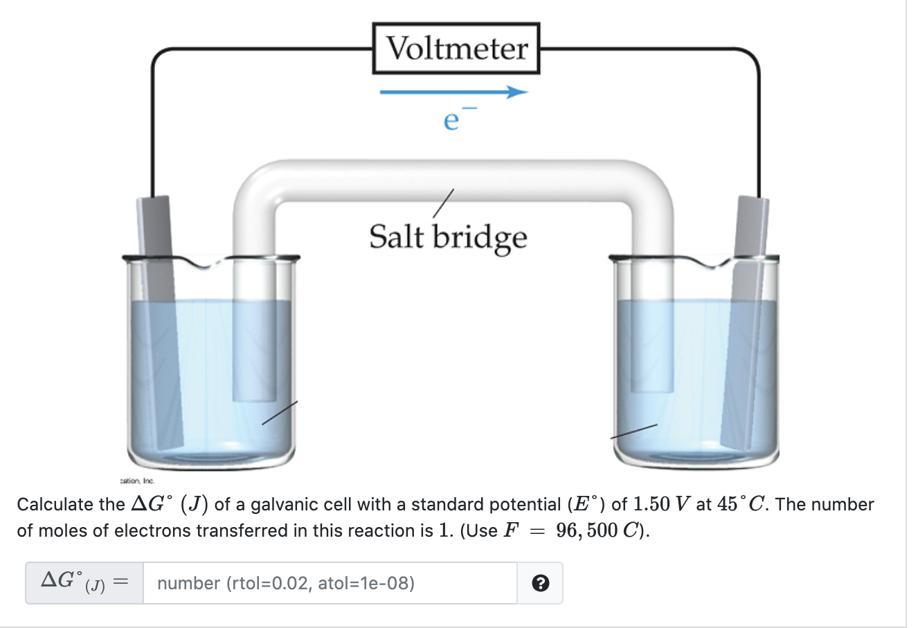 Solved Voltmeter Salt bridge alon Ine Calculate the AG° (J) | Chegg.com