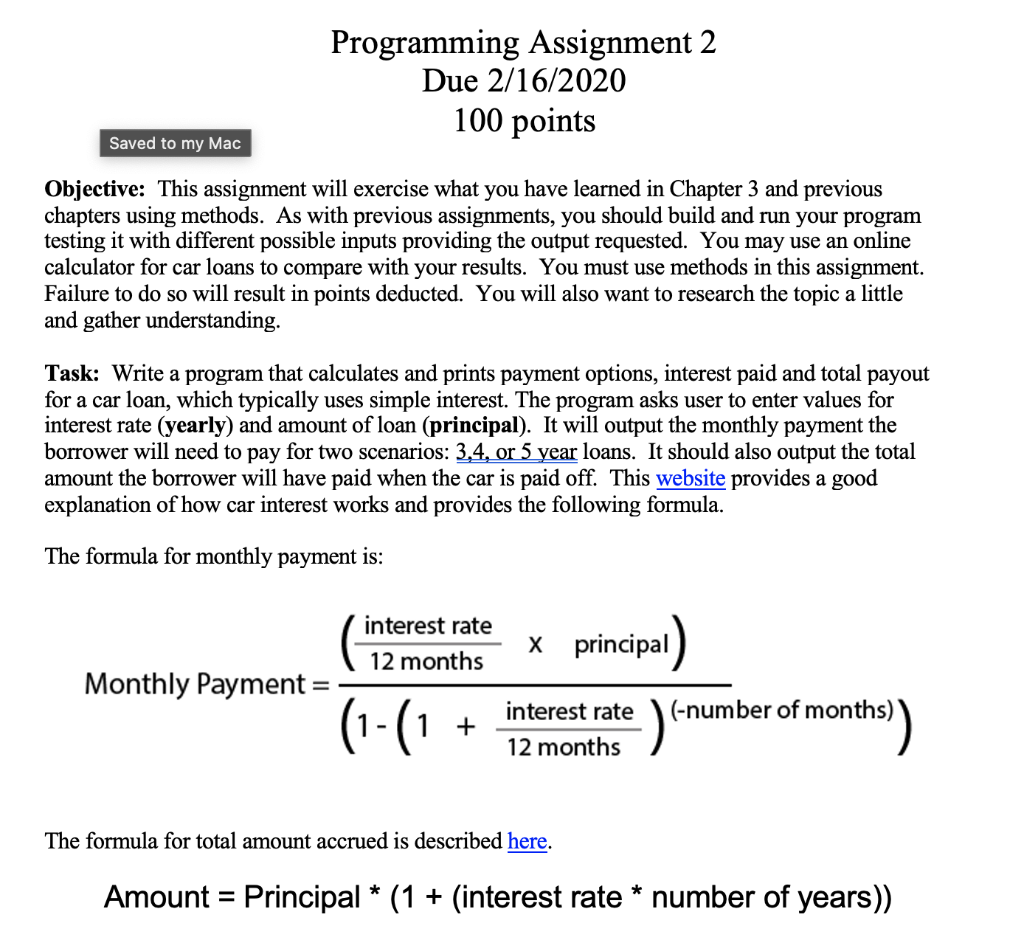 Programming Assignment 2 Due 2162020 100 Points 