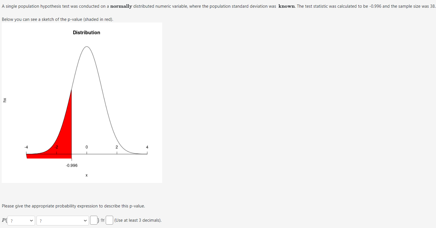 Solved Below you can see a sketch of the p-value (shaded in | Chegg.com