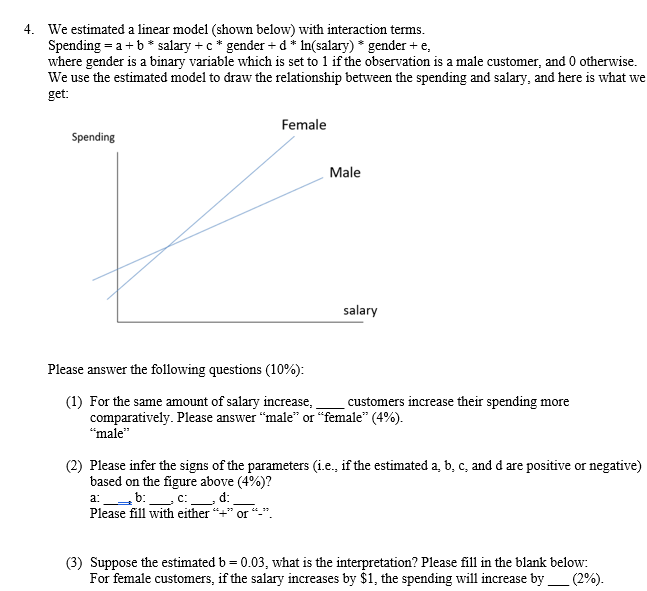 Solved We estimated a linear model (shown below) with | Chegg.com