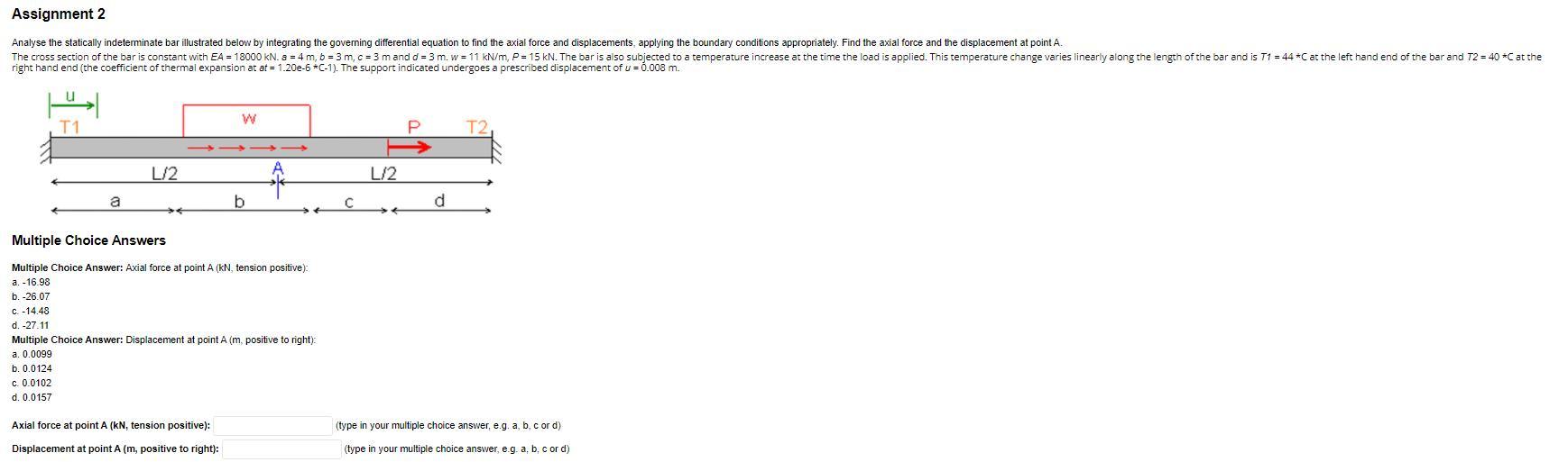 Solved Assignment 2 Analyse the statically indeterminate bar | Chegg.com