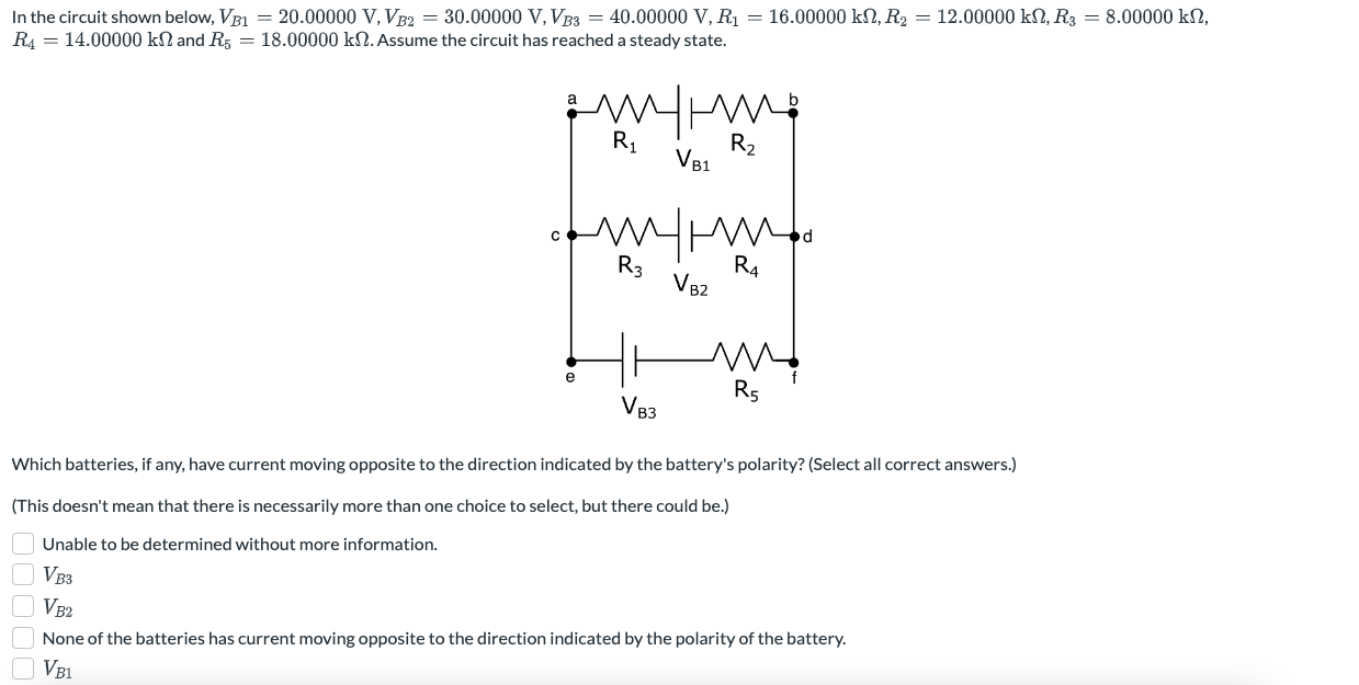 Solved In the circuit shown below, VB1=20.00000 | Chegg.com