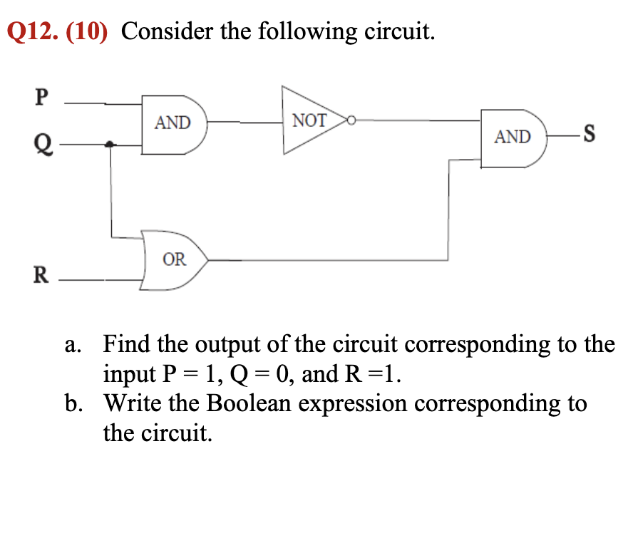 Solved Q12. (10) Consider the following circuit. a. Find the | Chegg.com