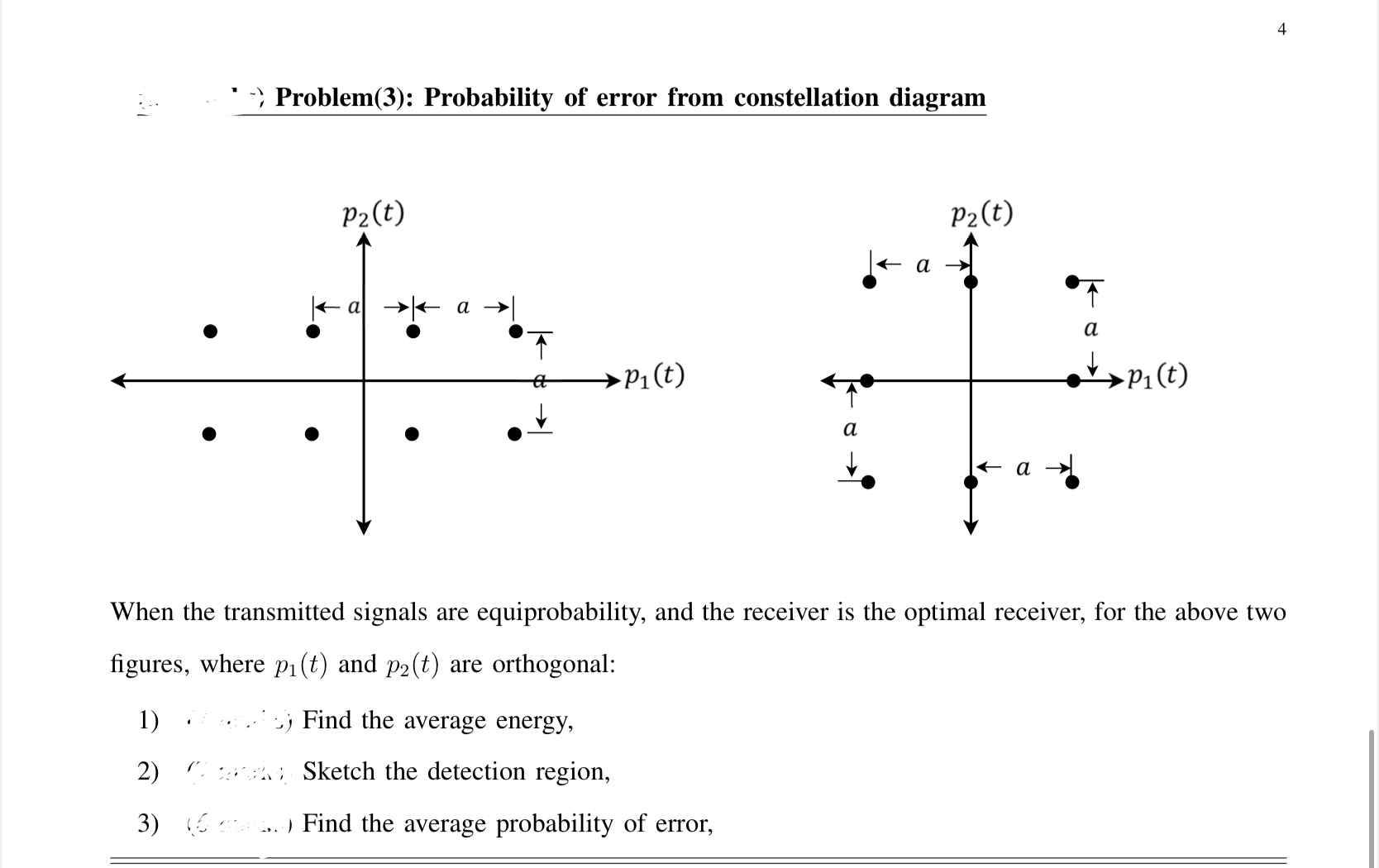 Solved Problem(3): Probability of error from constellation | Chegg.com