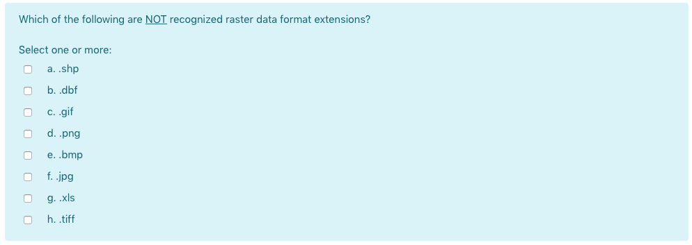 Solved The spatial units that comprise raster data sets can | Chegg.com