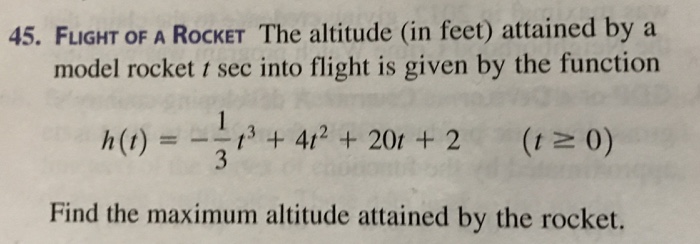 Solved 45. FLIGHT oF A RocKET The altitude (in feet) | Chegg.com