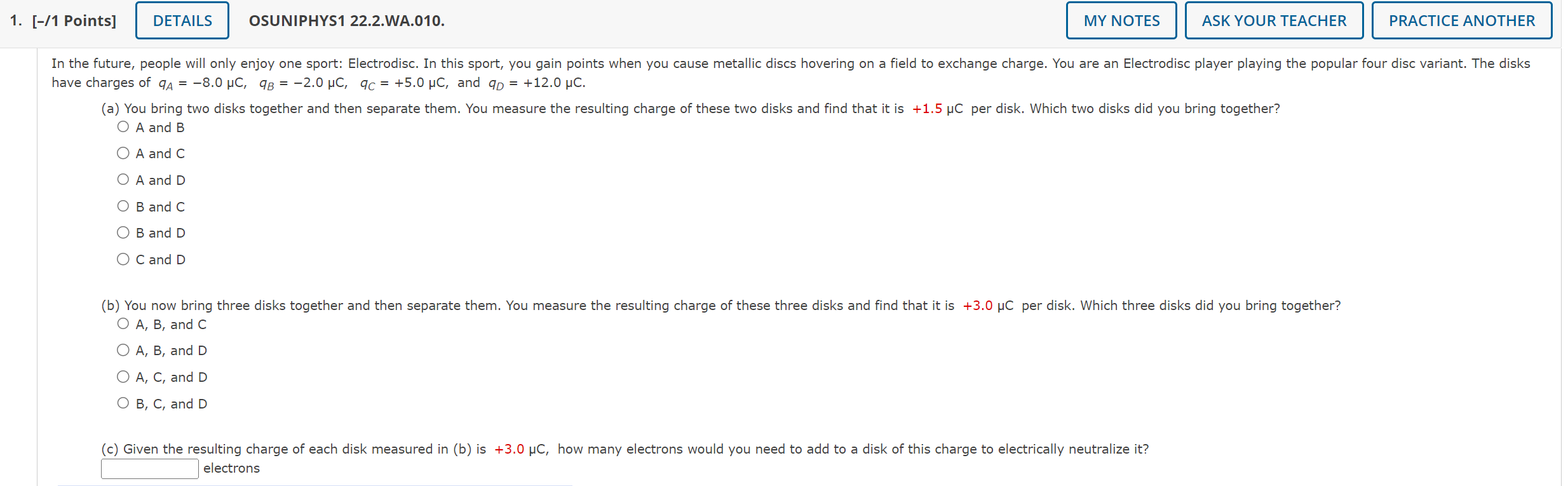 have charges of qA=−8.0μC,qB=−2.0μC,qC=+5.0μC, and | Chegg.com