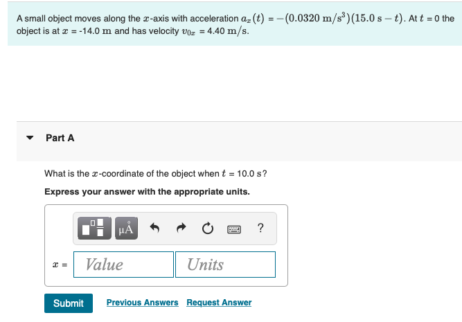 Solved A small object moves along the x-axis with | Chegg.com