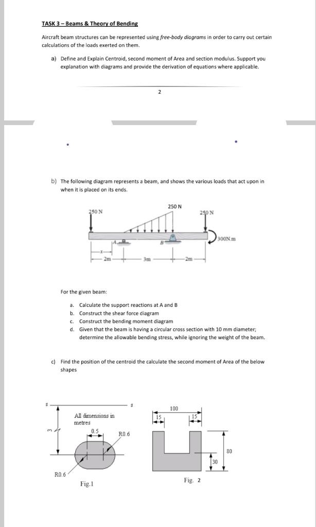 Solved TASK 3- Beams & Theory of Bending Aircraft beam | Chegg.com