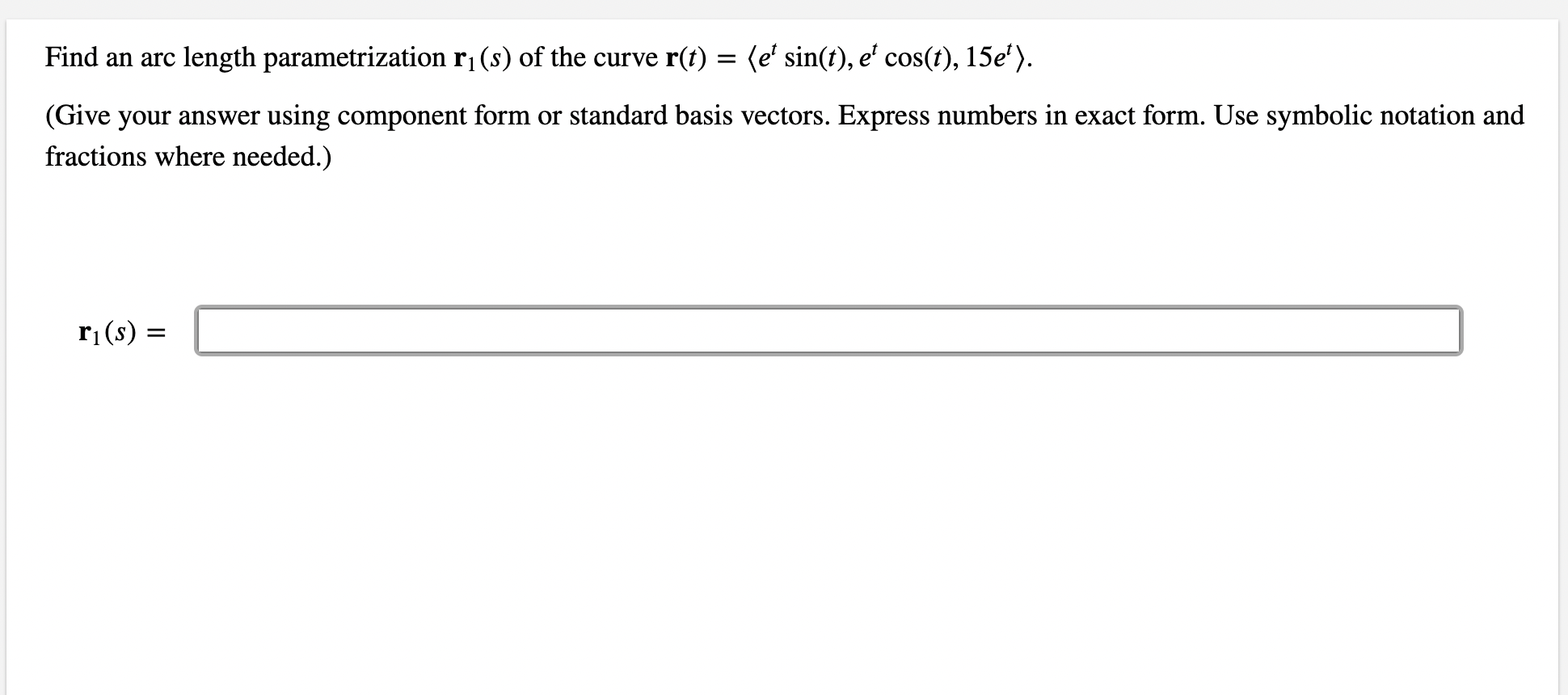 Solved Find an arc length parametrization r1(s) of the curve | Chegg.com
